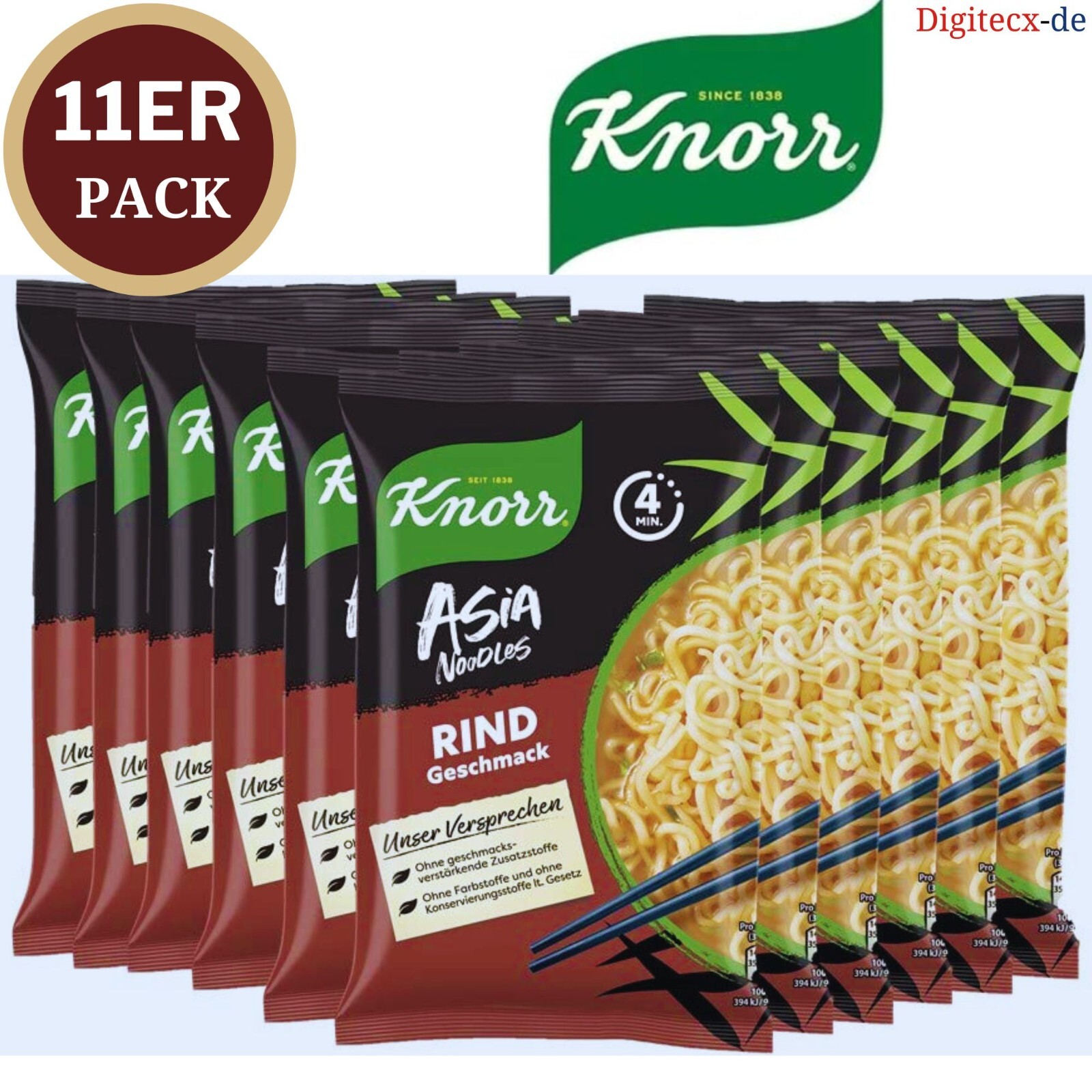 Knorr Noodle Express Asia Rind Geschmack Instant Nudeln 1 Portion 11er ...