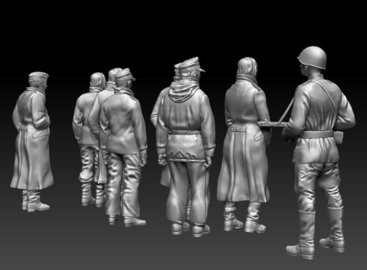 WwII German Prisoners Soldiers 8 Figures 1/30 Scale Models Kits Resin ...