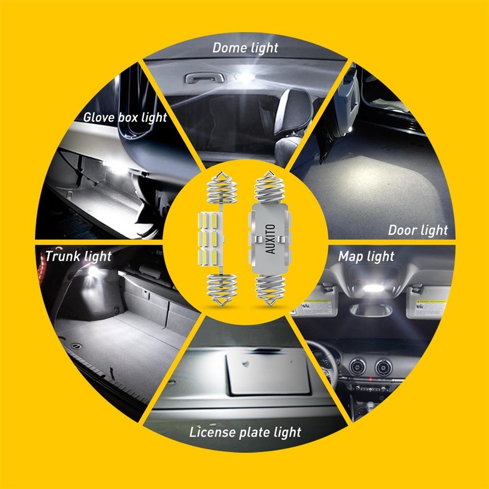 6 White 31-36MM DE3175 DE3022 LED Bulb Car Interior Map Dome Door ...