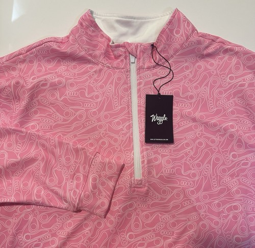 Waggle Men's 1/4 Zip On Track Pullover Golf Long Sleeve Pink Shirt Size ...
