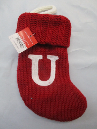WONDERSHOP TARGET MINI CHRISTMAS STOCKING LETTER U MONOGRAM RED 8" KNIT ...