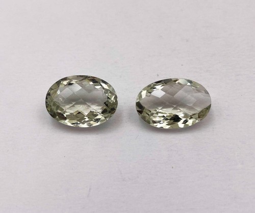 Natural Green Amethyst Oval Checker Cut Gemstone 2 Pcs 12*18-12.50*17 ...