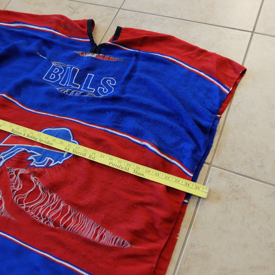RARE Vintage Buffalo Bills Distressed NFL Blanket Poncho w/ Stitched ...