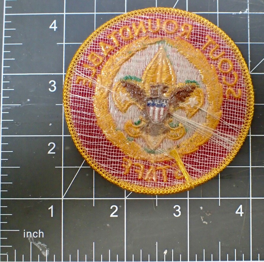 Vtg BSA Red Boy Scout Patch SCOUT ROUNDTABLE STAFF w Fleur De Lis ...