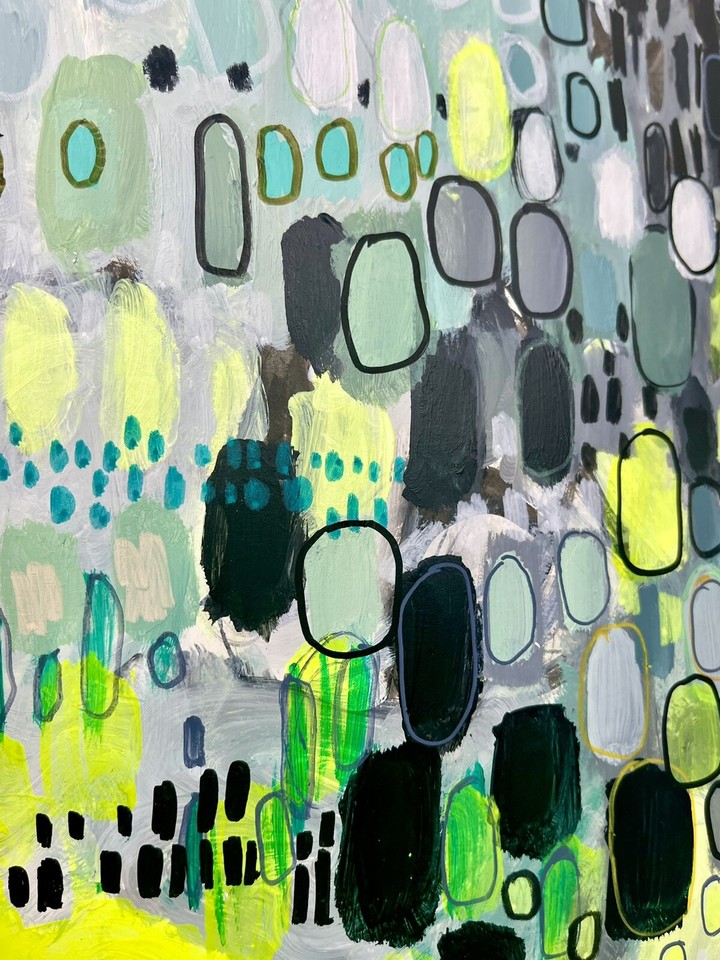 Emilia Bachelier Contemporary Abstract 11x14” NEON Yellow Original ...