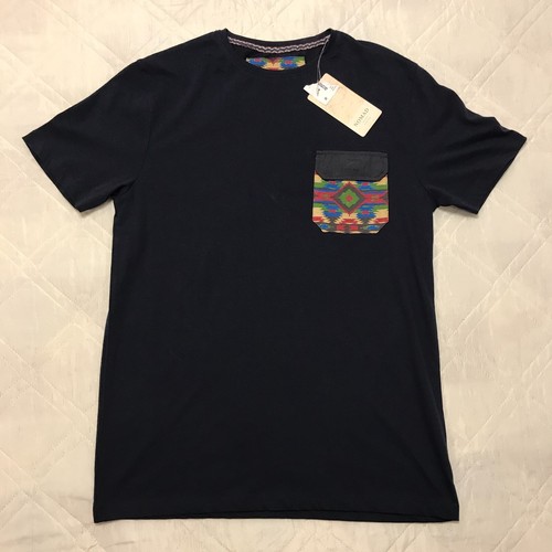 Nomad Dark Blue T shirt w/ Aztec multi color pocket small nwt | eBay
