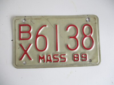 1989 Massachusetts Motorcycle License Plate Tag BX 6138 | eBay