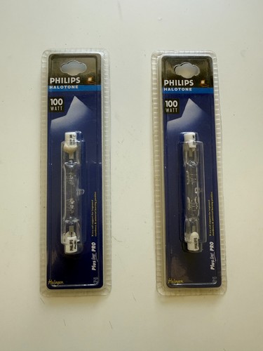 2 x Philips R7S 78mm 100W Halogen Light Linear Tube Globe 2000 Hour 220 ...