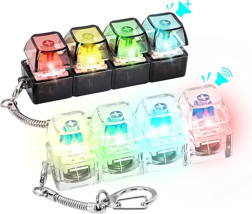 2 Pcs Fidget Keyboard Keychain LED Set – Loud & Silent Stress Relief ...