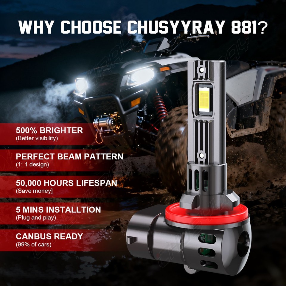 For Arctic Cat F5 F6 F7 Firecat 500 600 600R 700 2x 200W LED Headlight ...