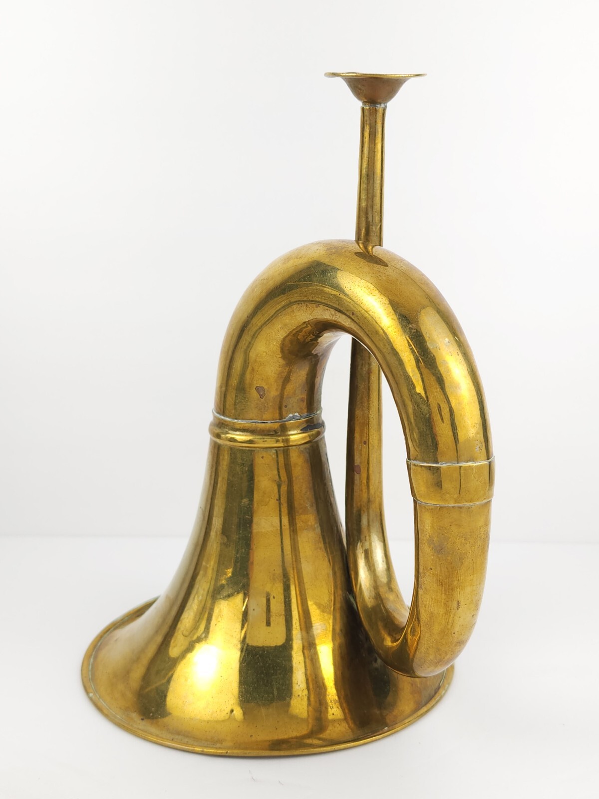 Vintage Brass Tone Metal Horn Short Bugle 6" Wide Bell Wind Musical ...