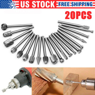 20Pcs Diamond Burr Bits Drill Set Rotary Multi Tool Accessories Kit For ...