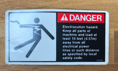 Danger Electrocution Hazard Decal 2.5”x 4.74” Link-belt 1J3616 Sticker ...