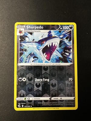 Sharpedo - 163/264 Fusion Strike - Reverse Holo Uncommon Nm Pokemon ...