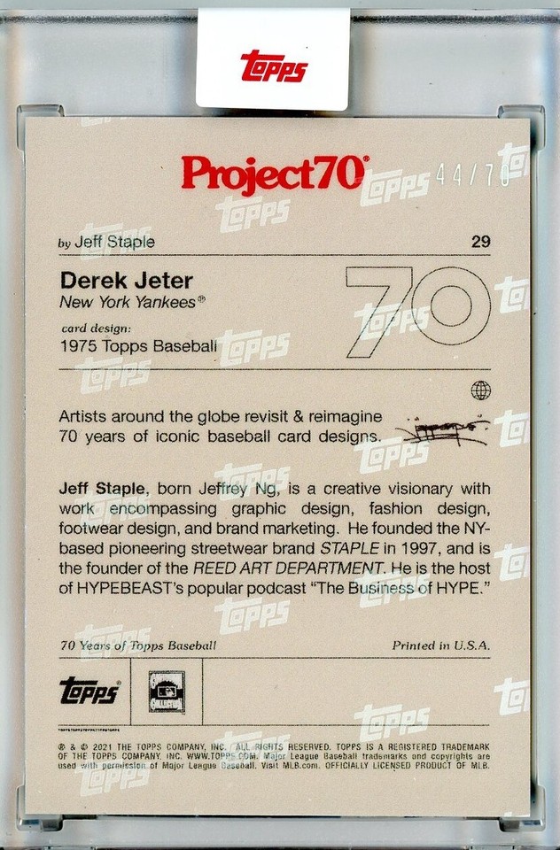 2021 TOPPS PROJECT 70 - DEREK JETER - JEFF STAPLE RAINBOW FOIL 44/70 ...