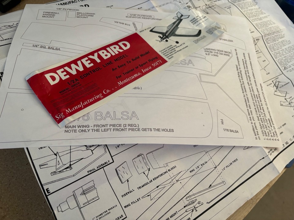 NEW Model of the DeweyBird 1/2A Control line Laser Cut Short Kit | eBay