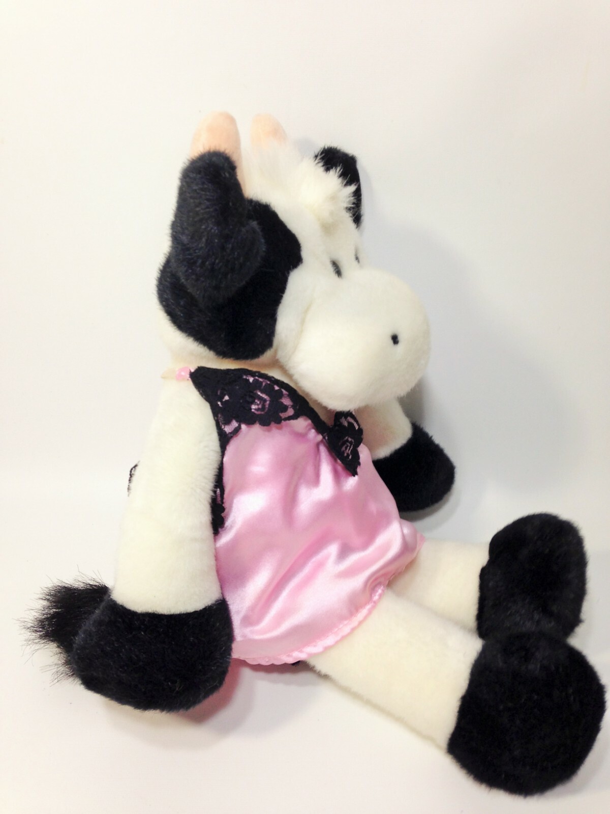 Plush Cow Moo Sounds Black White Stuffed Animal Toy in Pink Woman's ...