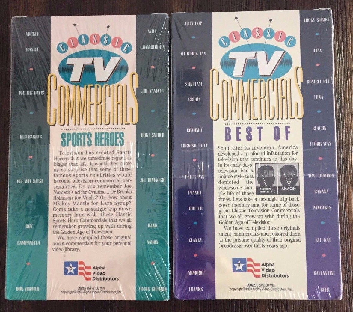 2 Classic TV BEST OF COMMERCIALS OF THE 50's & 60's SPORTS HEROES VHS ...