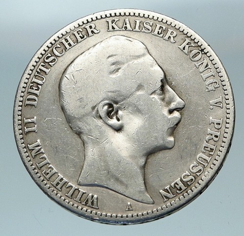 1912 PRUSSIA KINGDOM Germany WILHELM II Genuine Silver 3 Mark German ...