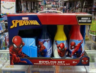 MARVEL SPIDER-MAN Bowling Set Toy Game Kids Birthday Gift Toy 6 Pins &1 ...
