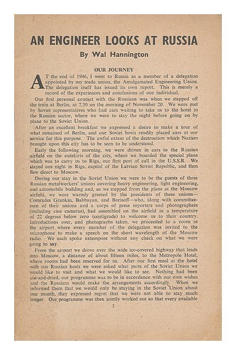 HANNINGTON, WALTER An Engineer looks at Russia / by Wal Hannington 1947 ...