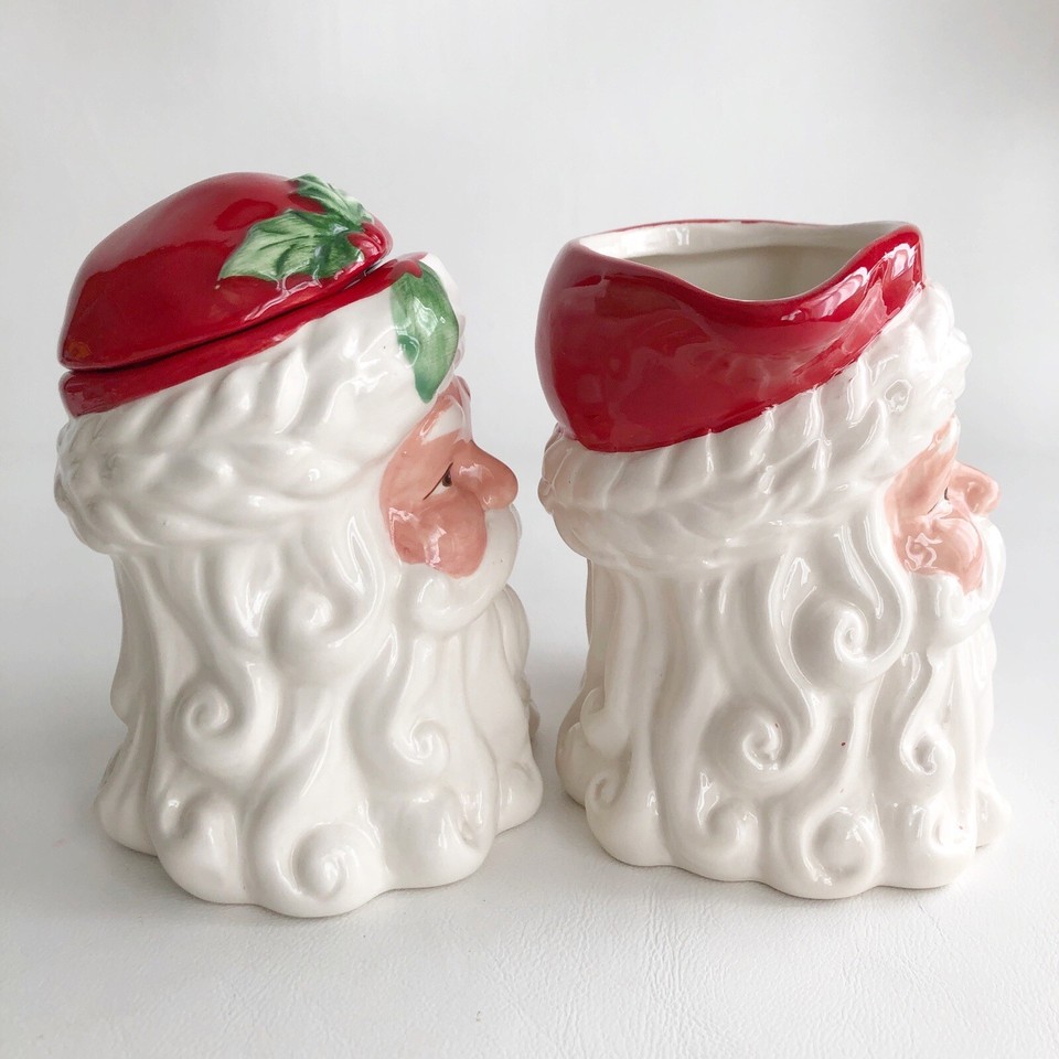 Vintage Spode Christmas Memories Ceramic Santa Head Cream and Sugar Set ...