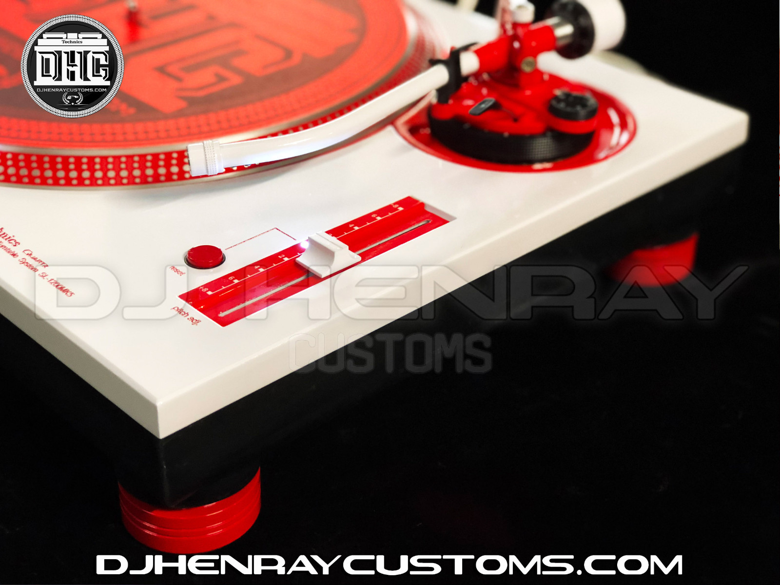 2 custom white & red Technic SL1200 MK5 red halos white/ red leds dj ...