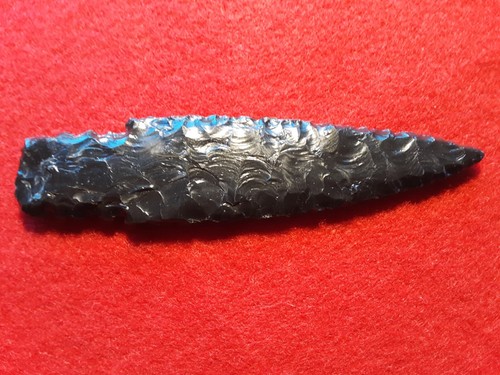 NATIVE AMERICAN "OBSIDIAN" ARROWHEAD, 4" BLACK COLORED POINT, ATL-0624* ...