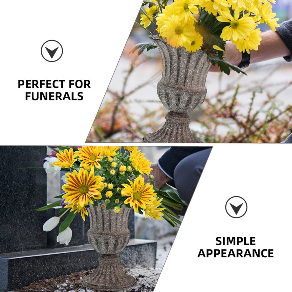 Graveyard Vase Iron Office Work Taper Black Urn Planter Cemetery Flower ...