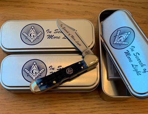 CASE BLUE MASONIC MINI COPPERLOCK KNIFE NEVER USED IN BOX DRT2 | eBay