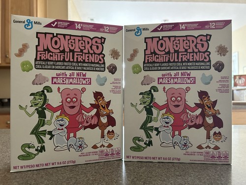 Lot of 2 Unopened MONSTERS FRIGHTFUL FRIENDS MARSHMALLOWS CEREAL 9.6OZ ...