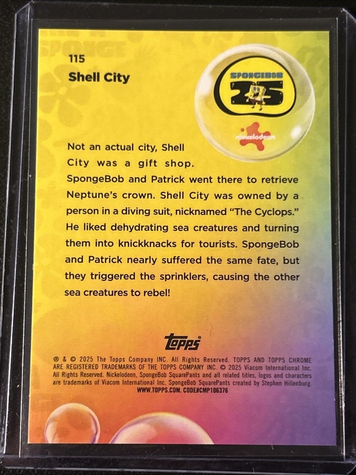 2025 Topps Chrome 10/10 SpongeBob Sapphire Shell City Black Refractor ...