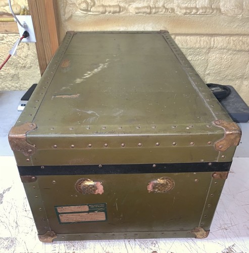Vintage Military Foot Locker Trunk Chest, w/ Tray Insert, 31x17x13 Army ...