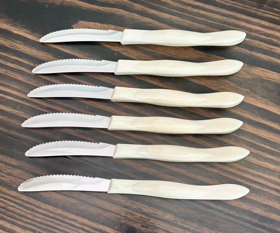 Set of 6 CUTCO 1759 Serrated Table Steak Knives -PEARL WHITE-Original ...