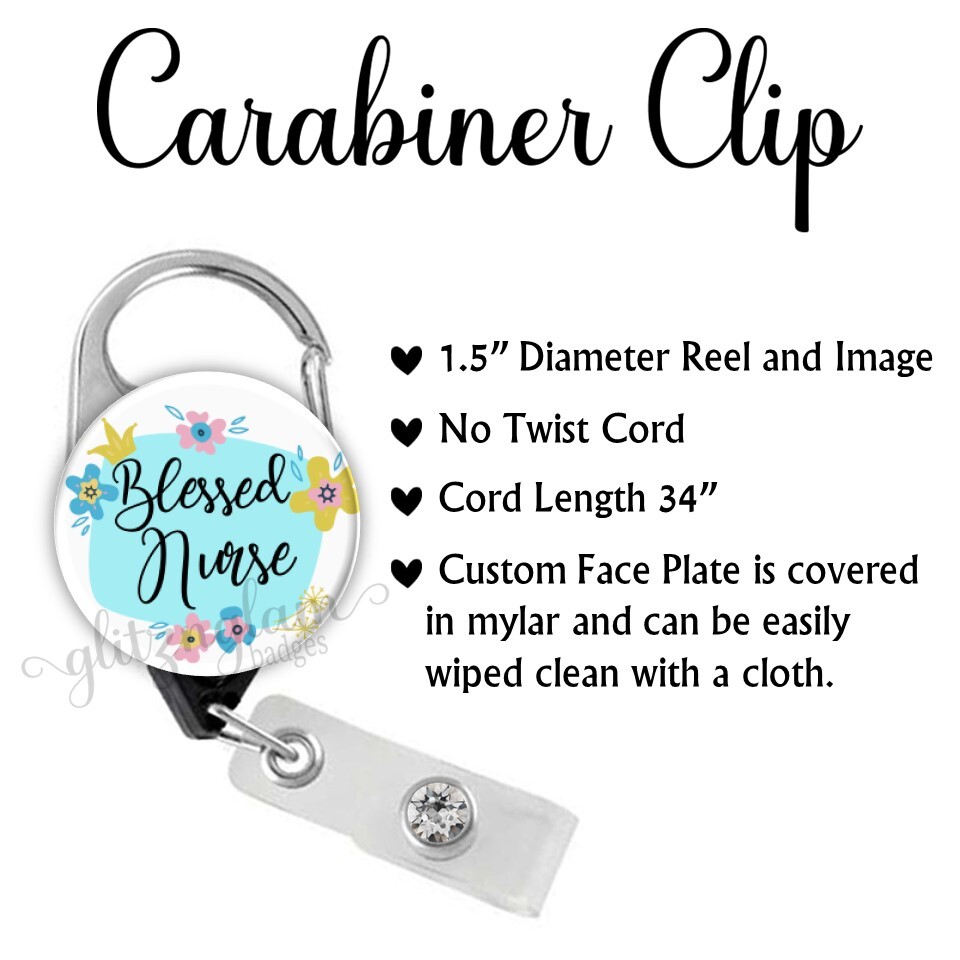 Blessed Nurse Badge Holder, Retractable Badge, Pretty Badge Reel GG1057 ...