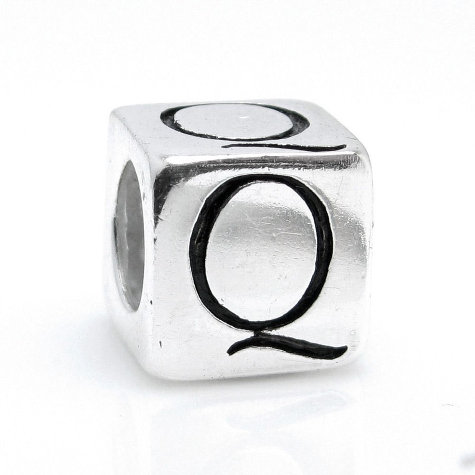 Sterling Silver Letter Alphabet Initial Cube Bead for European Charm ...