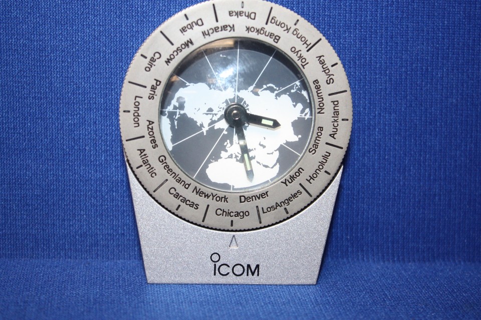 Icom World Time Desk Clock Metal with case | eBay