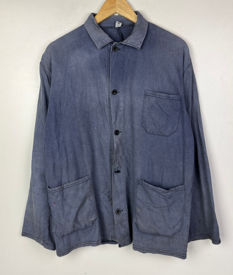 French Chore Jacket Size Large Men's Work Shirt Shacket EU Workwear Vtg ...