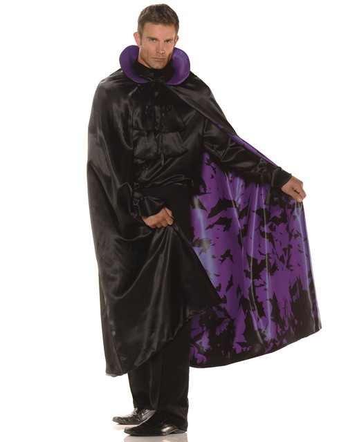 Satin Purple Bat Cape Adult Male Halloween Costume Accessories - One ...
