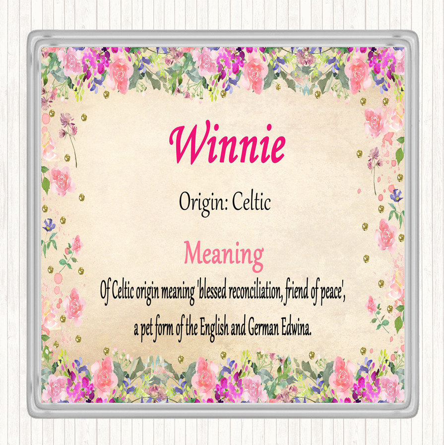 Winnie Name Meaning Drinks Mat Coaster Floral | eBay UK
