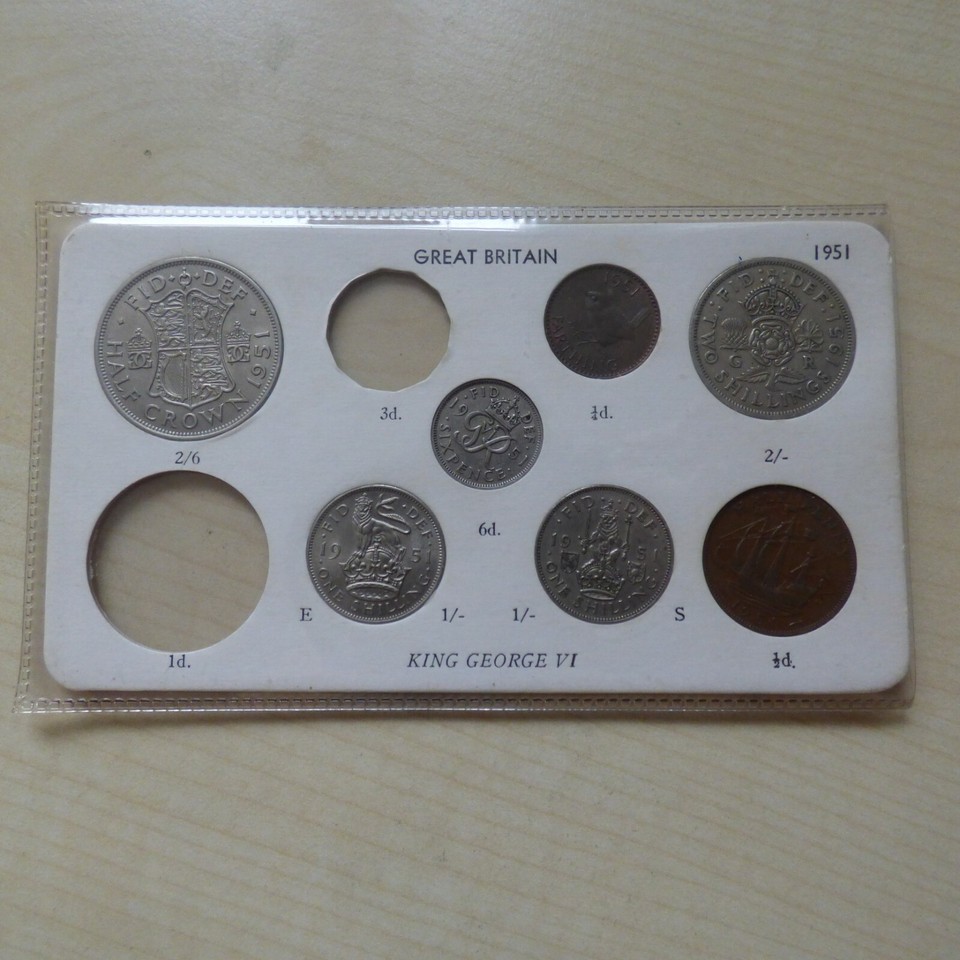 Coin Year Set Display Cards Half Crown Pennies Farthing Choose from ...