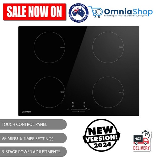 Devanti Electric Induction Cooktop 70cm Ceramic 4 Zones Hot Plate Cook ...