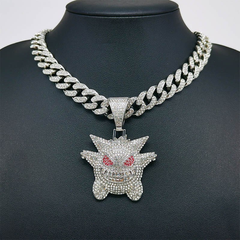 Hip Hop Iced Bling Gengar Pendant & 13mm 20" Iced Cubic Zirconia Chain ...