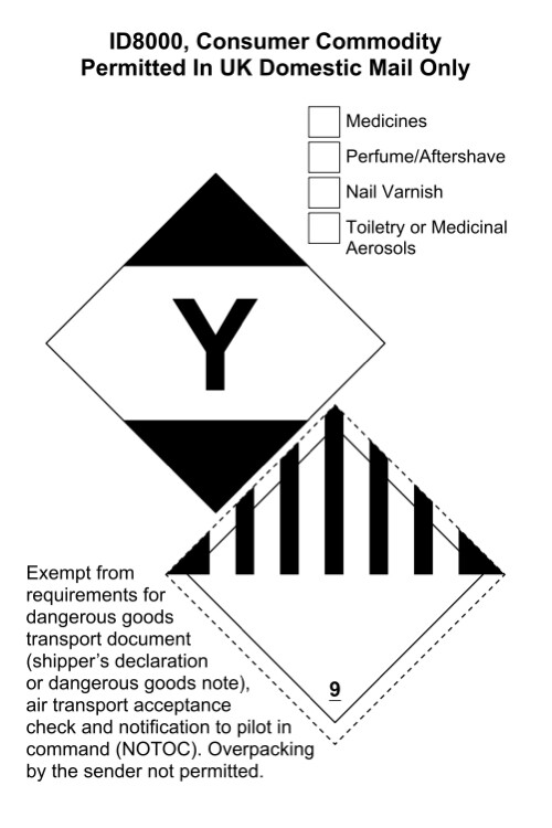 ID8000 ID 8000 Royal Mail Consumer Commodity Class 9 Dangerous Goods ...