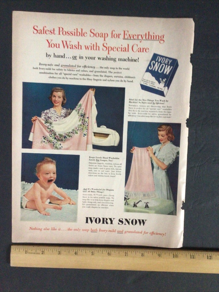 Ivory Snow Ad Clipping Original Vintage Magazine Print 1950s MCM #2 | eBay