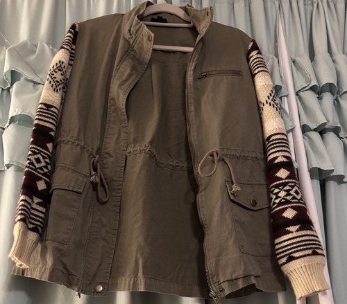 Women’s Cargo Jacket With Sweater Sleeves Size Medium | eBay