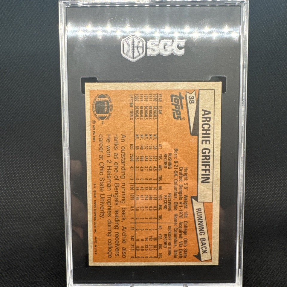 1981 TOPPS ARCHIE GRIFFIN #38 BENGALS 2-TIME HEISMAN WINNER SGC7 | eBay