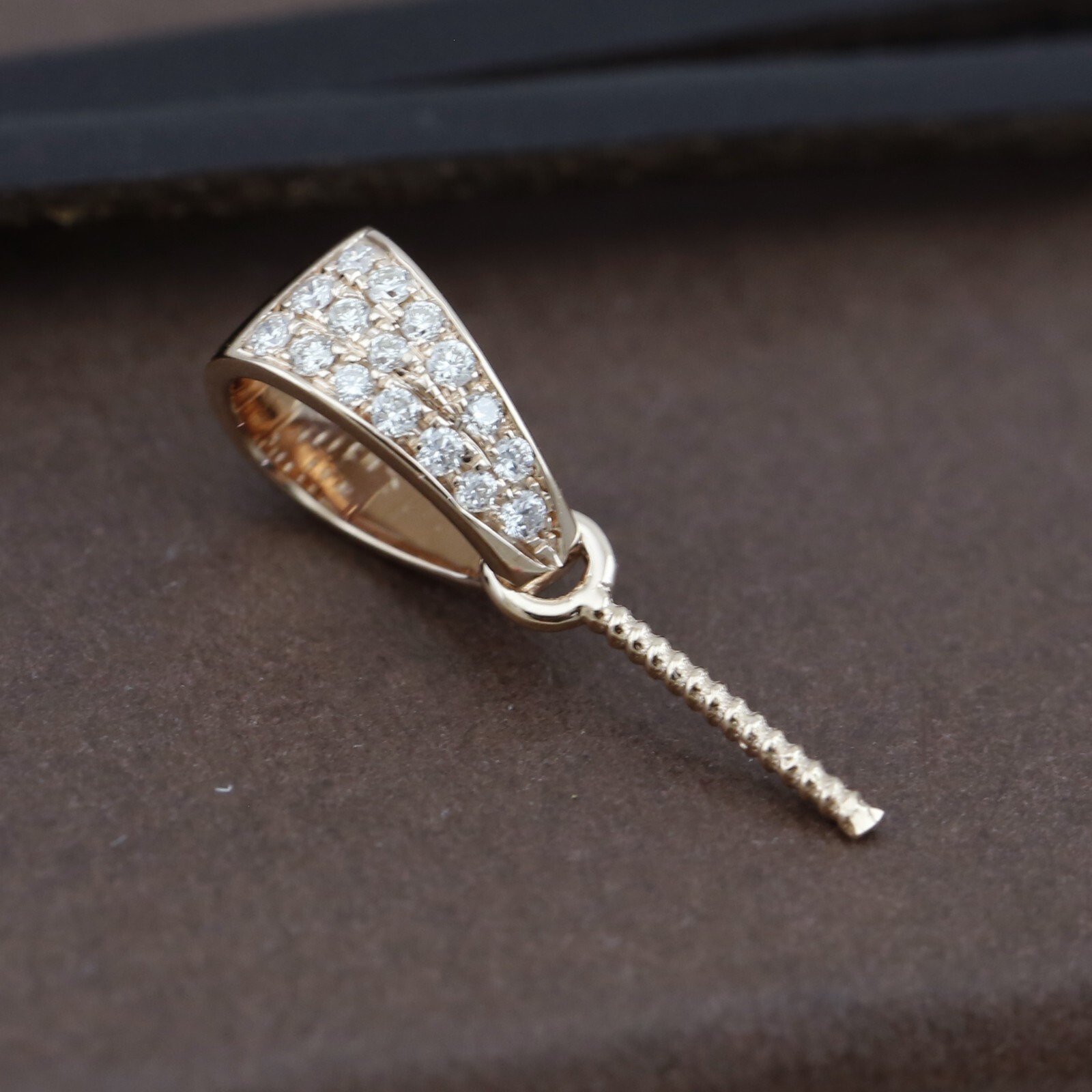 Genuine 18CT Solid Rose Gold & Genuine Diamonds Bail with Screwed Pin ...
