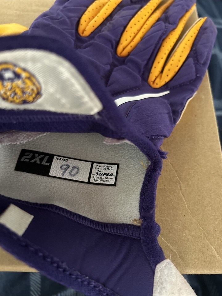 Nike LSU Superbad Football Gloves Men's 2XL NCAA | eBay