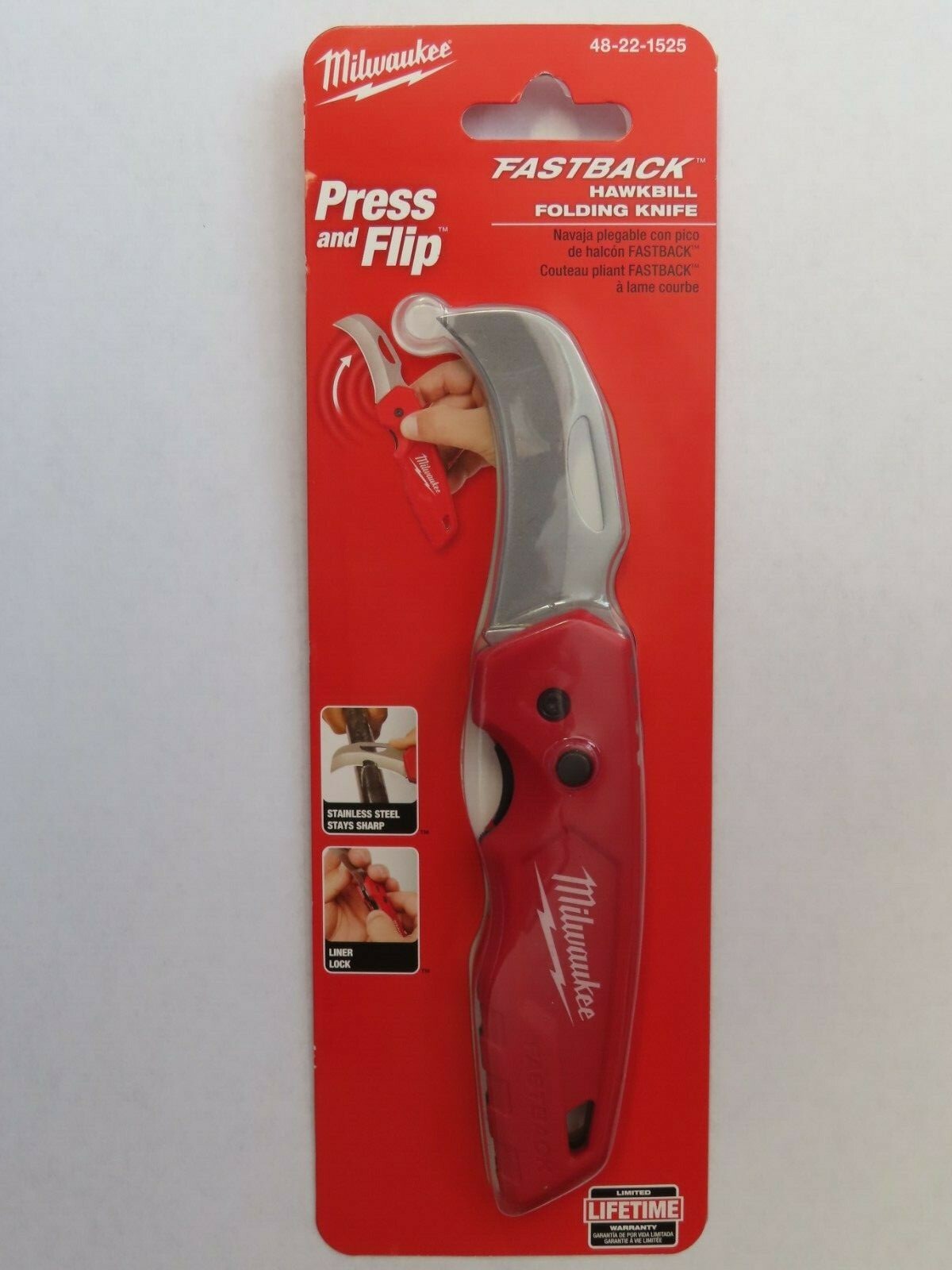 Milwaukee FASTBACK™ Hawkbill Folding Knife 7.25" # 48-22-1525 NEW ...